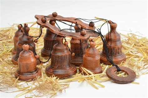 Купить Колокольчики из глины ручной работы колокольчики на дверь ...