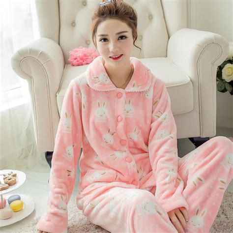 Купить Зимние утолщенные теплые женские пижамы из кораллового флиса ...