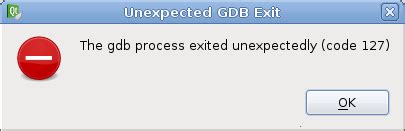 qt4 - Qt: The gdb process exited unexpectedly (code 127) - Stack Overflow