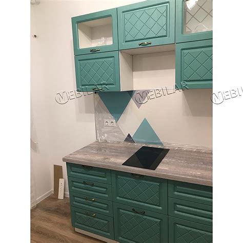 Кухня Модена Бирюза фото в живую 1
