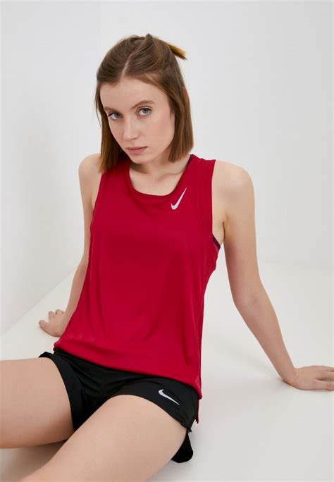 Майка спортивная Nike W NK DF RACE SINGLET, цвет: бордовый ...