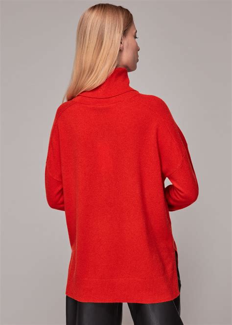 Red Cashmere Roll Neck Jumper | WHISTLES | Whistles UK
