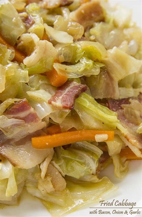 Fried Cabbage with Bacon, Onion & Garlic - Cakescottage