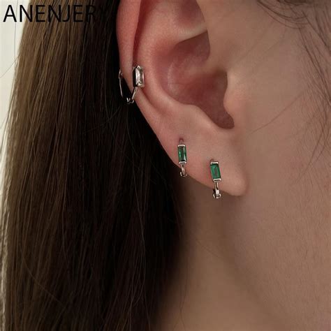 Купить ANENJERY Suqare циркониевые серьги-кольца для женщин, маленькие ...