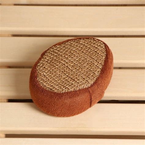 Мочалка из крапивы (рами), объемная, овальная с хлопком, 10*15*5 см ...