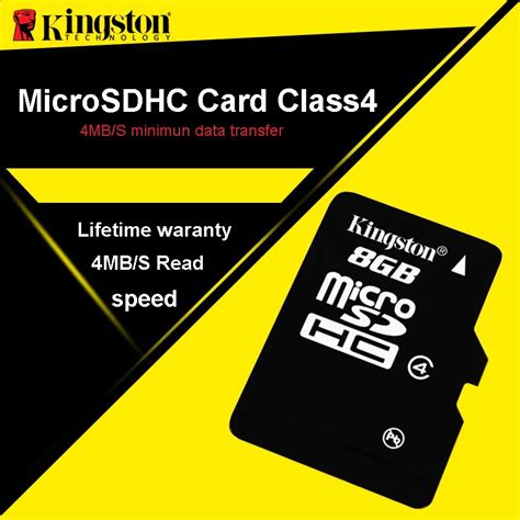 Kingston Micro SD card 8GB class 4 Memory Card microSDHC TF Card ...