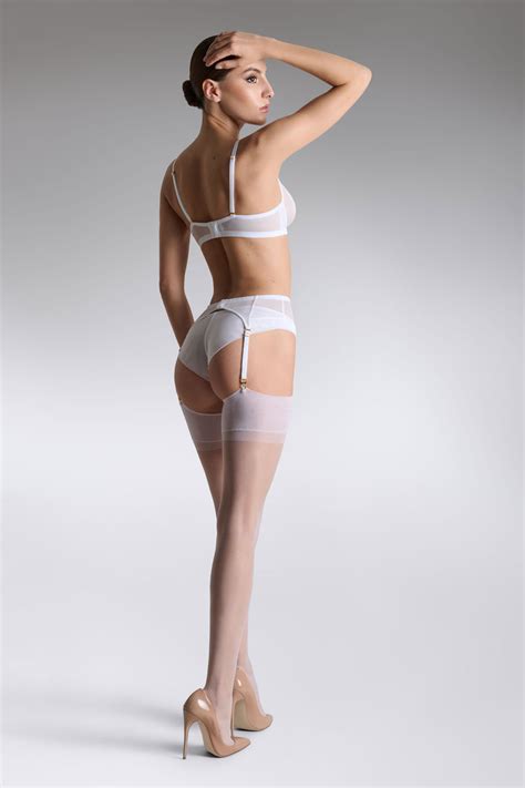 Nylon stockings 15D - White - Les Coquetteries – Maison Close