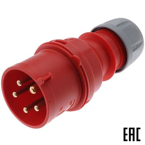 Вилка кабельная 3Р+N+E 32А 415В IP44 PCE 025-6 - купить с доставкой по ...
