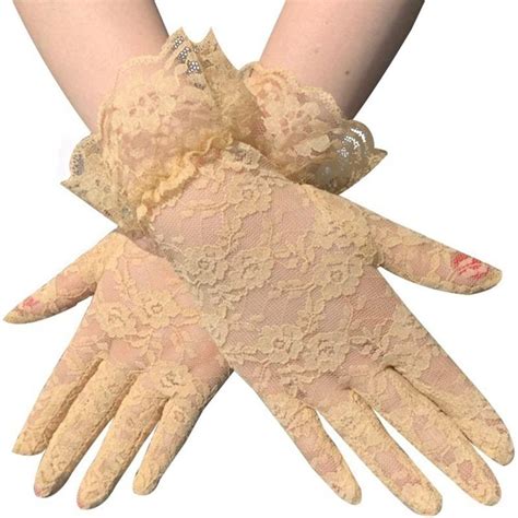 Купить Женские винтажные прозрачные короткие кружевные перчатки ...