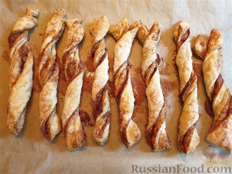 Рецепт: Сладкие слойки-тросточки с какао на RussianFood.com