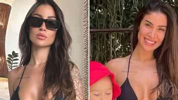 Ex-BBB Bianca Andrade posa com o filho e exibe barriga sarada de fio-dental: "Bomba"