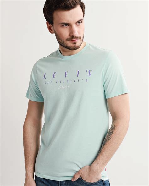 Футболка Levi's, размер 50, 48, цвет голубой, 100% хлопок - купить по ...