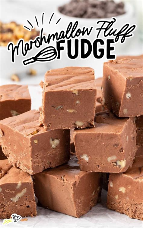 close up shot of Marshmallow Fluff Fudge stacked on top of each other ...