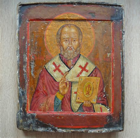 Антикварная икона Святой Николай Чудотворец - купить с доставкой