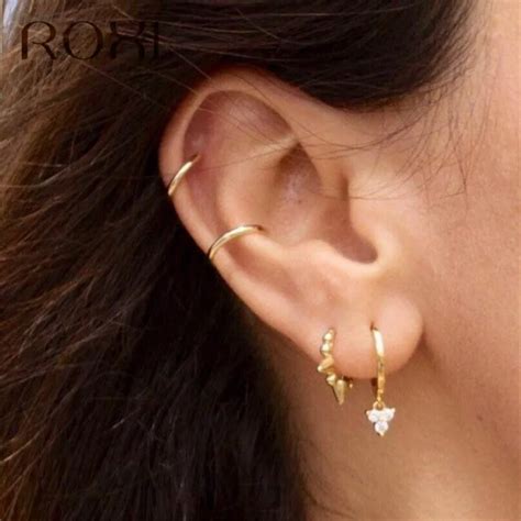 ROXI Simple 925 Sterling Silver Earrings for Women No Pierced Ear Cuff ...