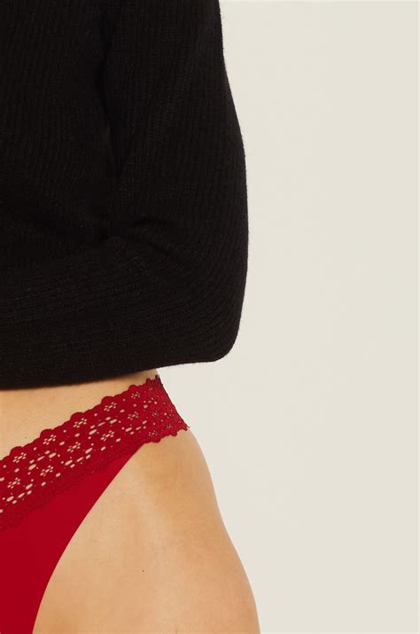 Трусики танга из микрофибры с цветочным кружевом WISH ROUGE - ETAM