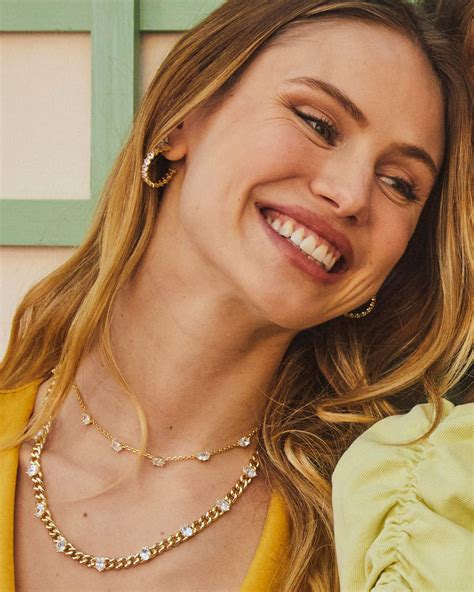 Cailin Gold Crystal Strand Necklace in White Crystal | Kendra Scott
