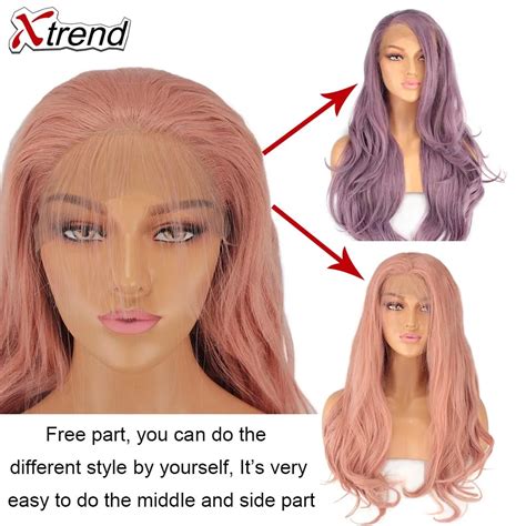 Xtrend синтетический парик на кружеве Длинные розовые медные красные ...