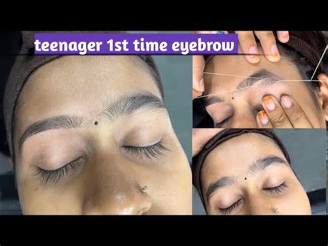 1st time eyebrow threading | threading tutorial #eyebrowthreading - YouTube