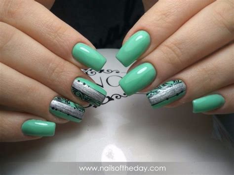 Мятный маникюр – 50 фото дизайна в мятном цвете | Cute nail art designs ...
