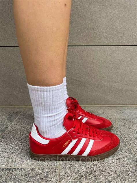 Жіночі Кросівки Adidas Samba Red червоні текстиль адідас самба (ID ...