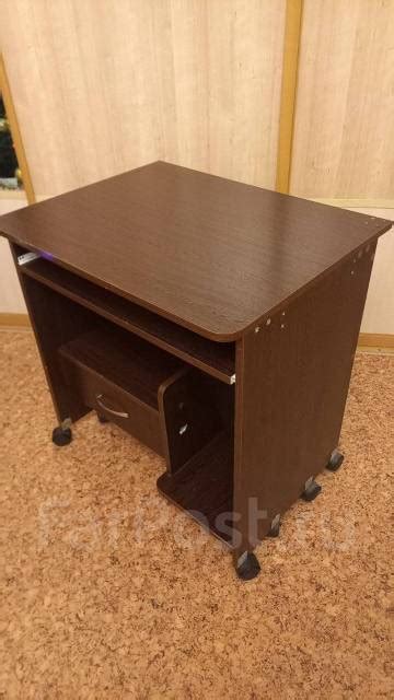 Компьютерный стол, прямоугольный, дсп, ящик, раздвижной, тёмное дерево ...