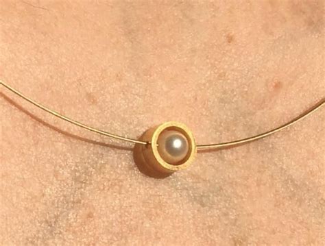 Freshwater Pearl Necklace. A Pearl in a Round Gold Pipe on a - Etsy ...
