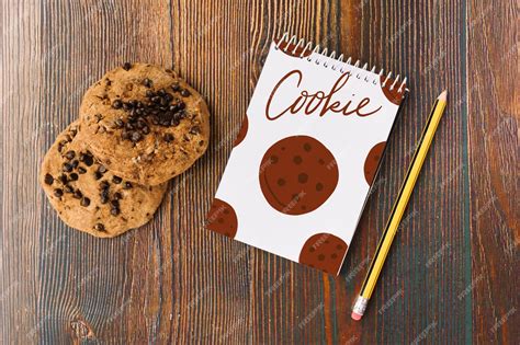 Premium PSD | Notepad mockup with cookie concept