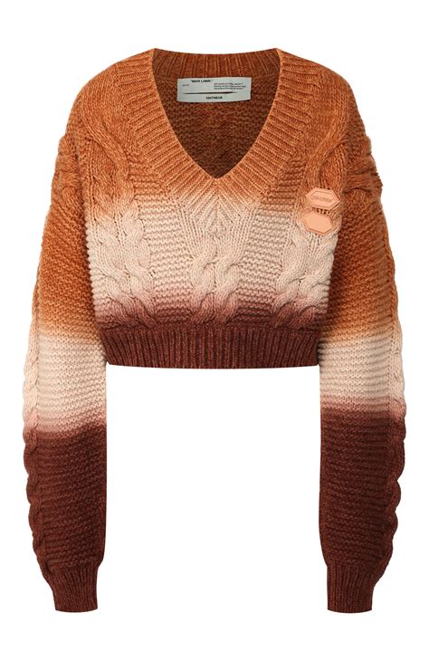 Женский коричневый свитер из смеси шерсти и кашемира OFF-WHITE — купить ...