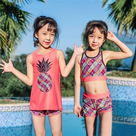 Girls Four Pieces Sunscreen Bikini Swimwear With Swim Hat Vitality ...