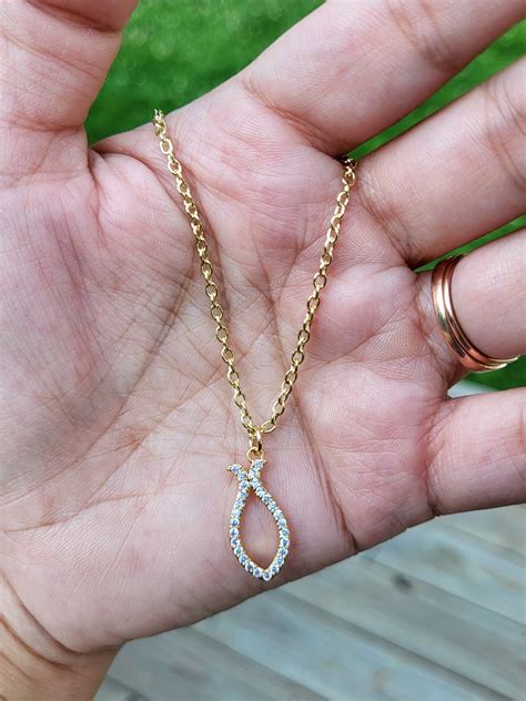 Gold Ichthys Necklace with Stones – Sowing A Seed