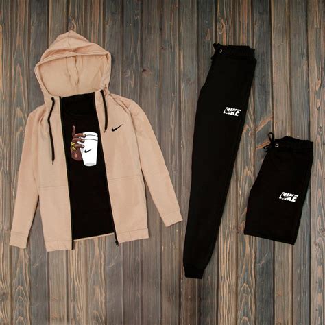 Комплект мужской Nike (Найк) Кофта + Штаны + Шорты + Футболка бордовый ...