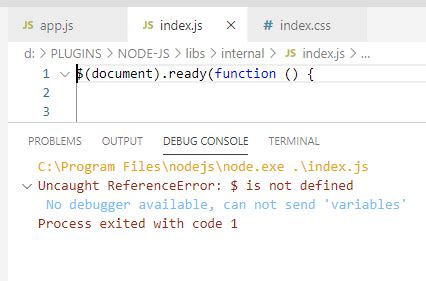node.js - Getting `Uncaught ReferenceError: $ is not defined` for $ in jquery in Node app ...