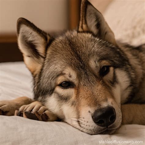 A Sleeping Wolf Puppy | Stable Diffusion Online