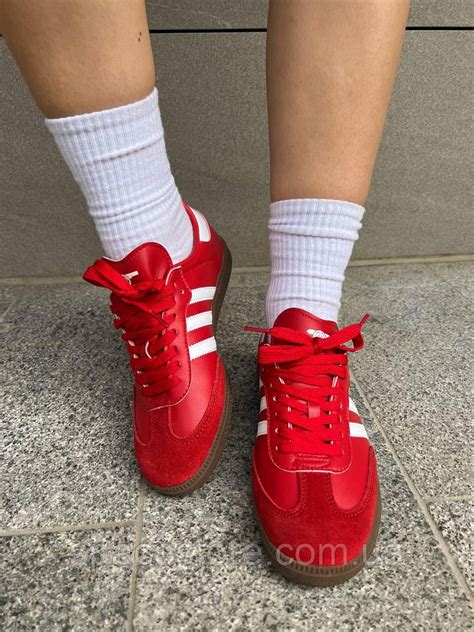 Жіночі Кросівки Adidas Samba Red червоні текстиль адідас самба (ID ...