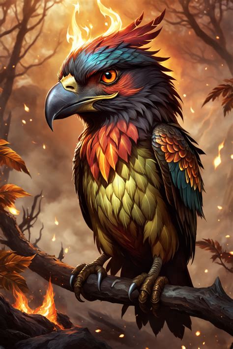 A fiery bird with feathers that burn with otherworldly flame... by Bob ...