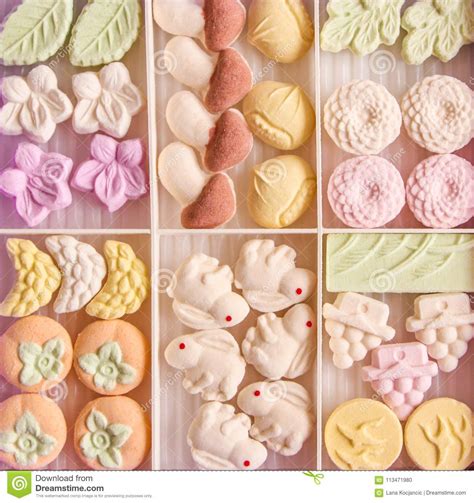 Colourful Sugar Japanese Higashi Sweets in a Box Stock Photo - Image of ...