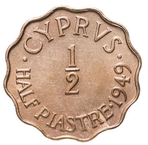 Монета Кипр 1/2 пиастра (piastre) 1949 стоимостью 702 руб.