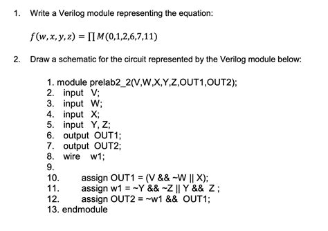 Solved 1. Write a Verilog module representing the equation: | Chegg.com