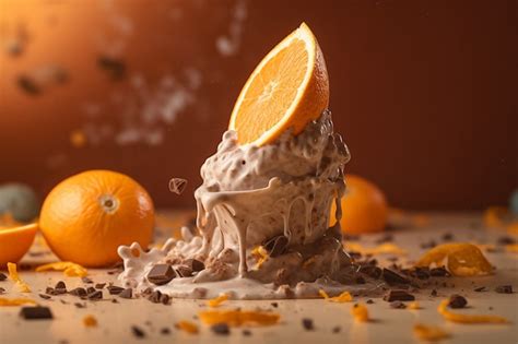 Тающее мороженое с апельсином | Бесплатно Фото