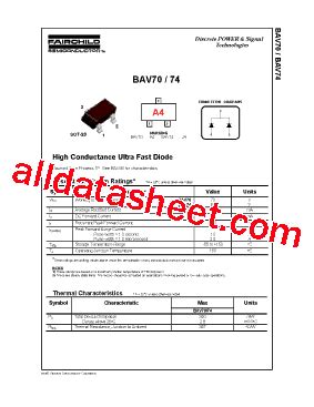 BAV70 Datasheet(PDF) - Fairchild Semiconductor