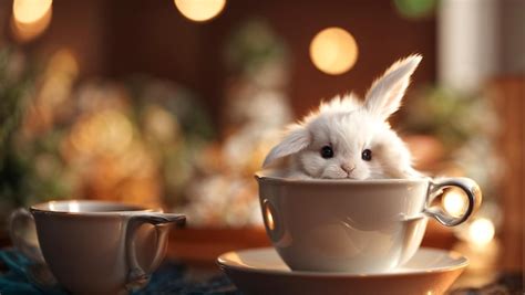 Premium Photo | Cute rabbit in a cup