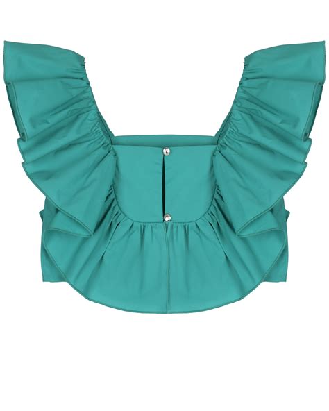 Бирюзовый топ с рюшами Patrizia Pepe, арт. 7C0218
