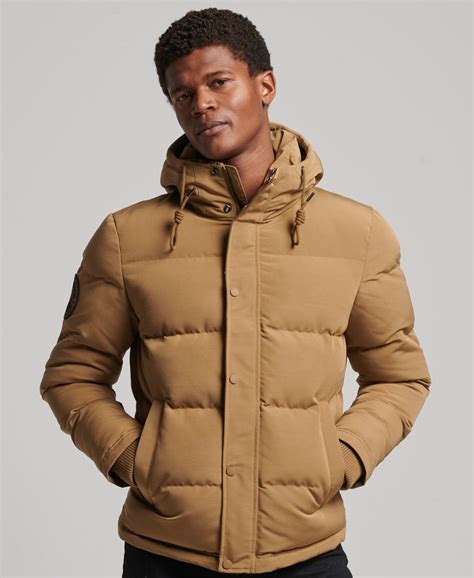 Men's - Everest Hooded Puffer Jacket in Sandstone | Superdry IE