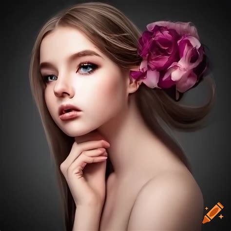 Portrait of a captivating girl with flawless beauty on Craiyon