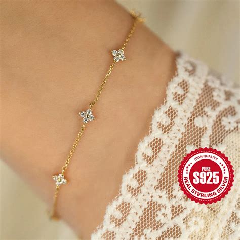 Женский браслет из серебра 925 пробы с фианитами | AliExpress