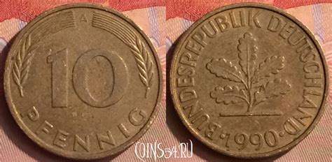 Монета Германия 10 пфеннигов 1990 года A, KM# 108, 411-137 - купить ...