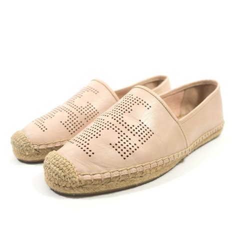 Tory Burch Perforated Logo Leather Espadrille Flats -… - Gem