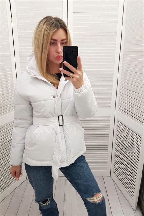 Куртка женская демисезонная на поясе батал арт. 332 белая/белый (ID ...