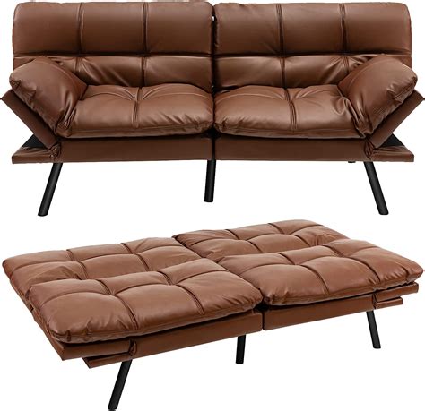 KOMFOTT Futon Sofa Bed, Memory Foam Convertible Futon Couch with ...